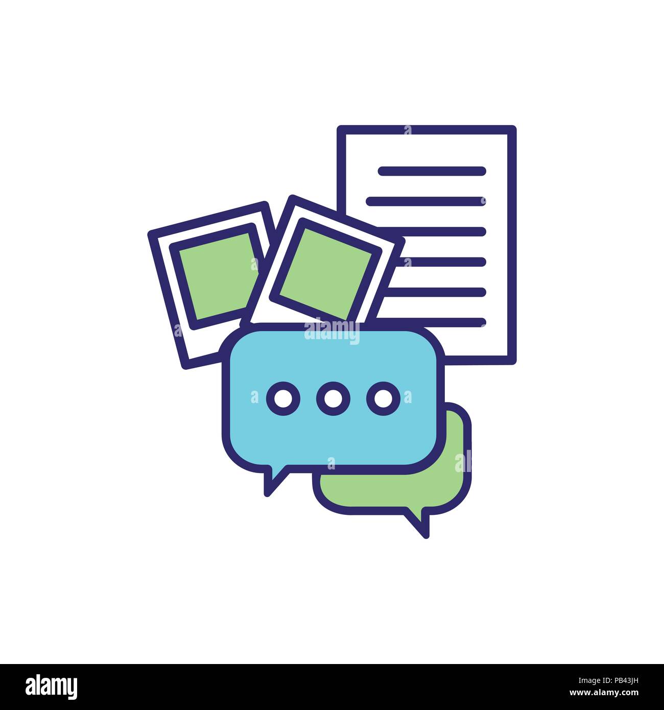 Storytelling Icon with Photo, Speech Bubbles, and person telling a ...