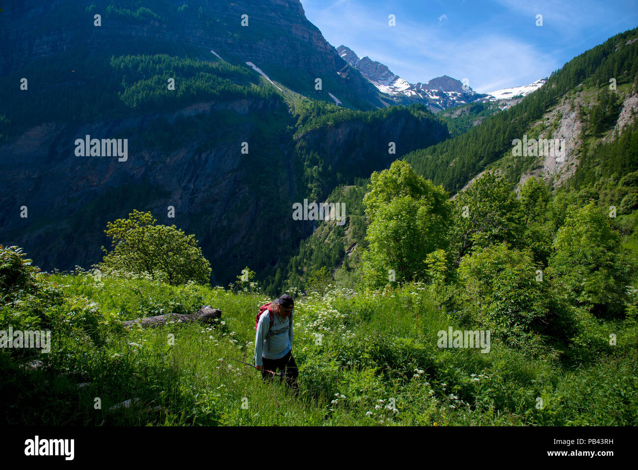 Mountain tracking in the french alps Stock Photo - Alamy