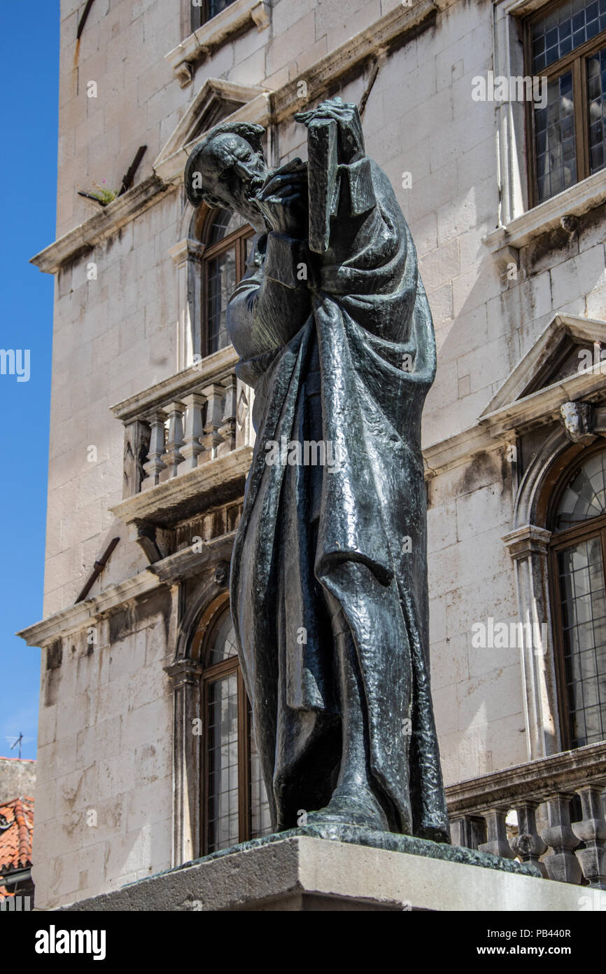 Sculpture of Marko Marulic, Old Split, Croatia Stock Photo - Alamy