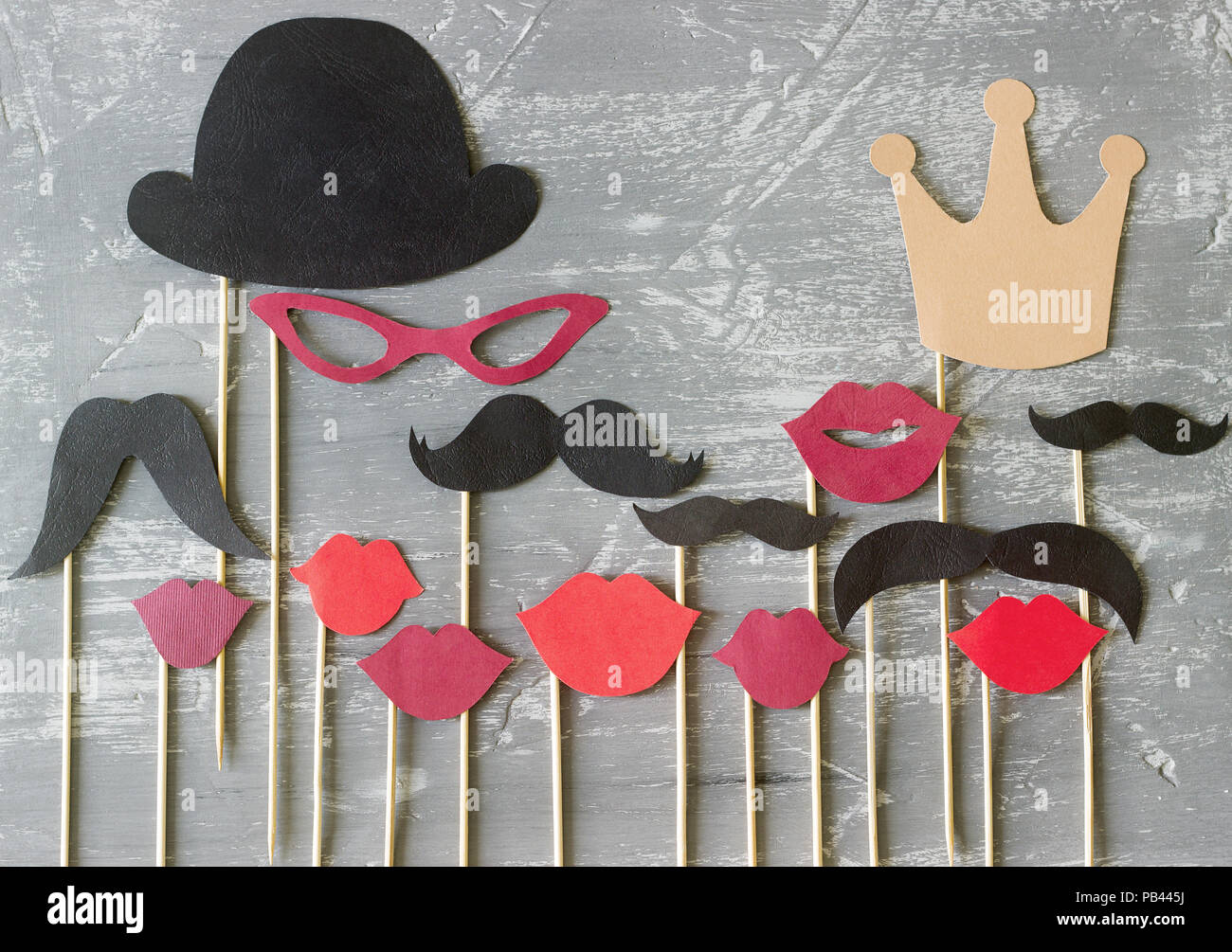 Paper accessories on a stick for a photo shoot on holidays or parties ...