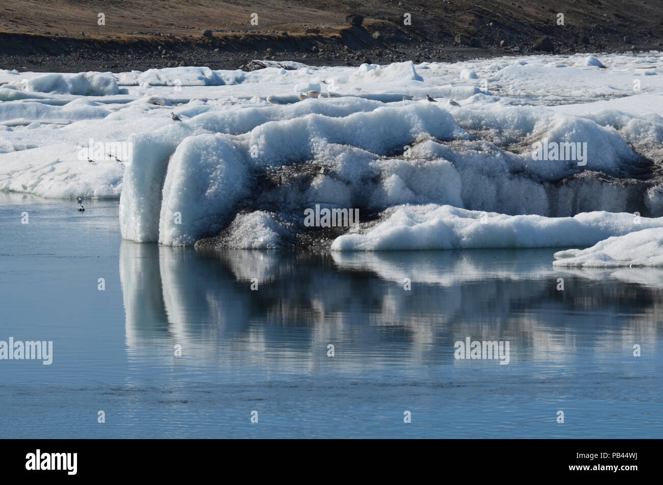 Stunning floe in Iceland with a great reflection in the waters Stock ...