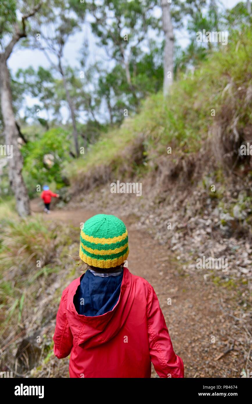 Children walking down the path to Little millstream falls, Millstream ...