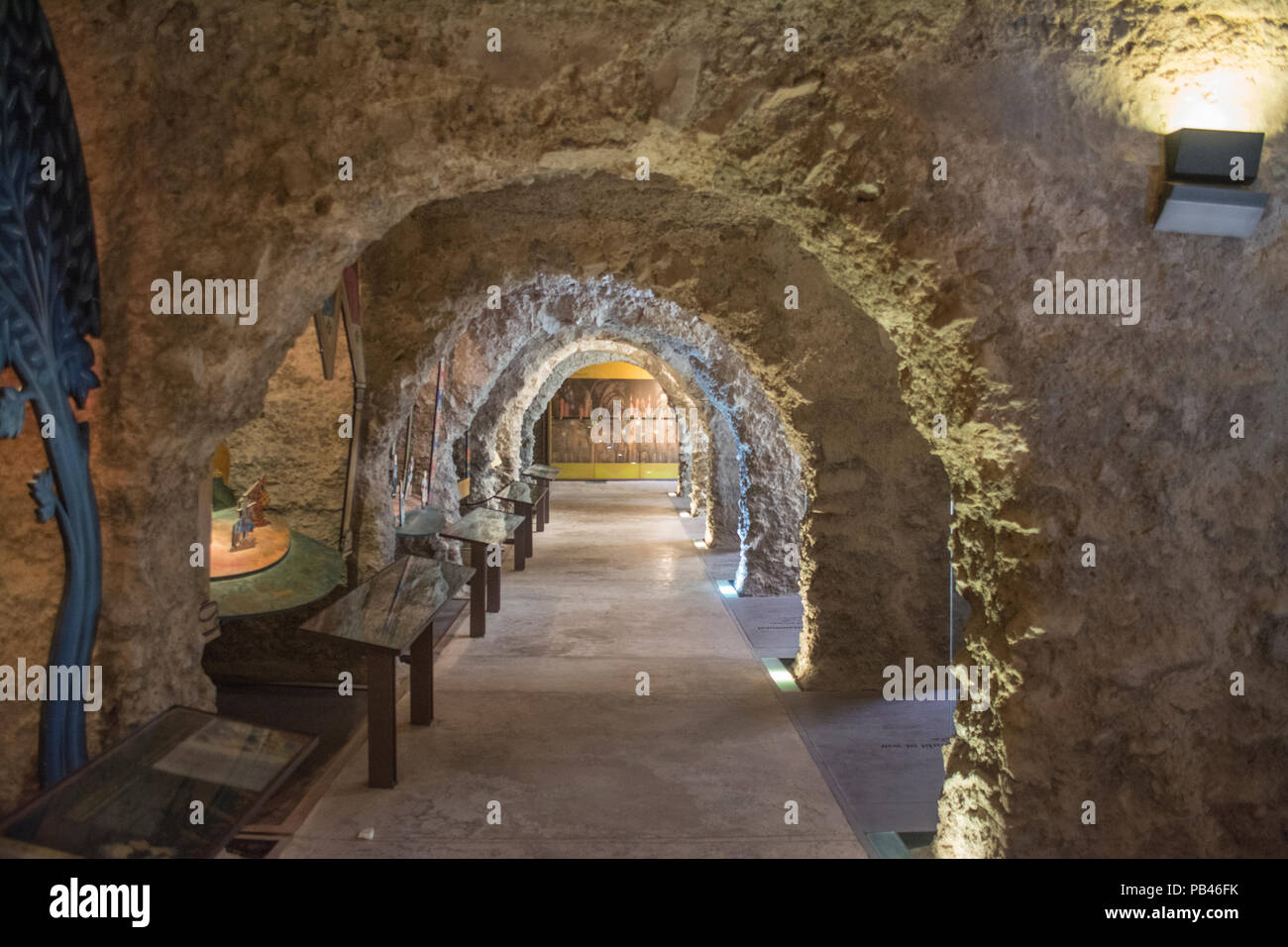 Interior view of the Large Cistern at Lorca Castle in Murcia Spain ...