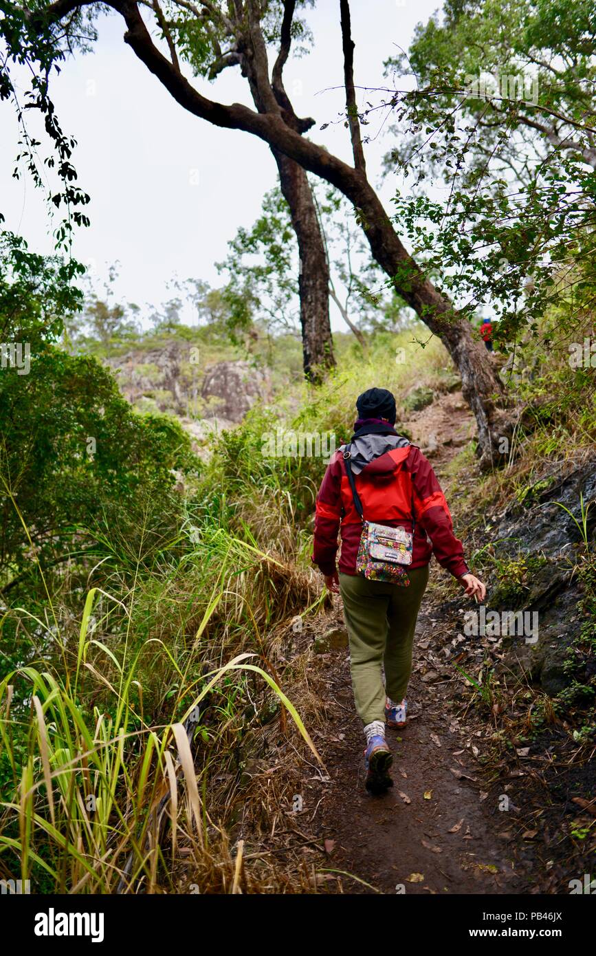 Children walking down the path to Little millstream falls, Millstream ...