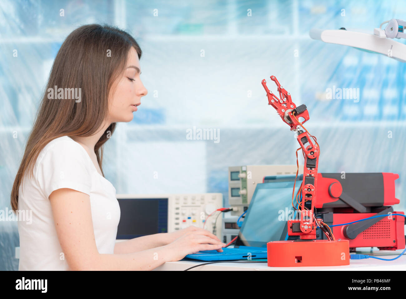 Student girl in robotics class Stock Photo - Alamy