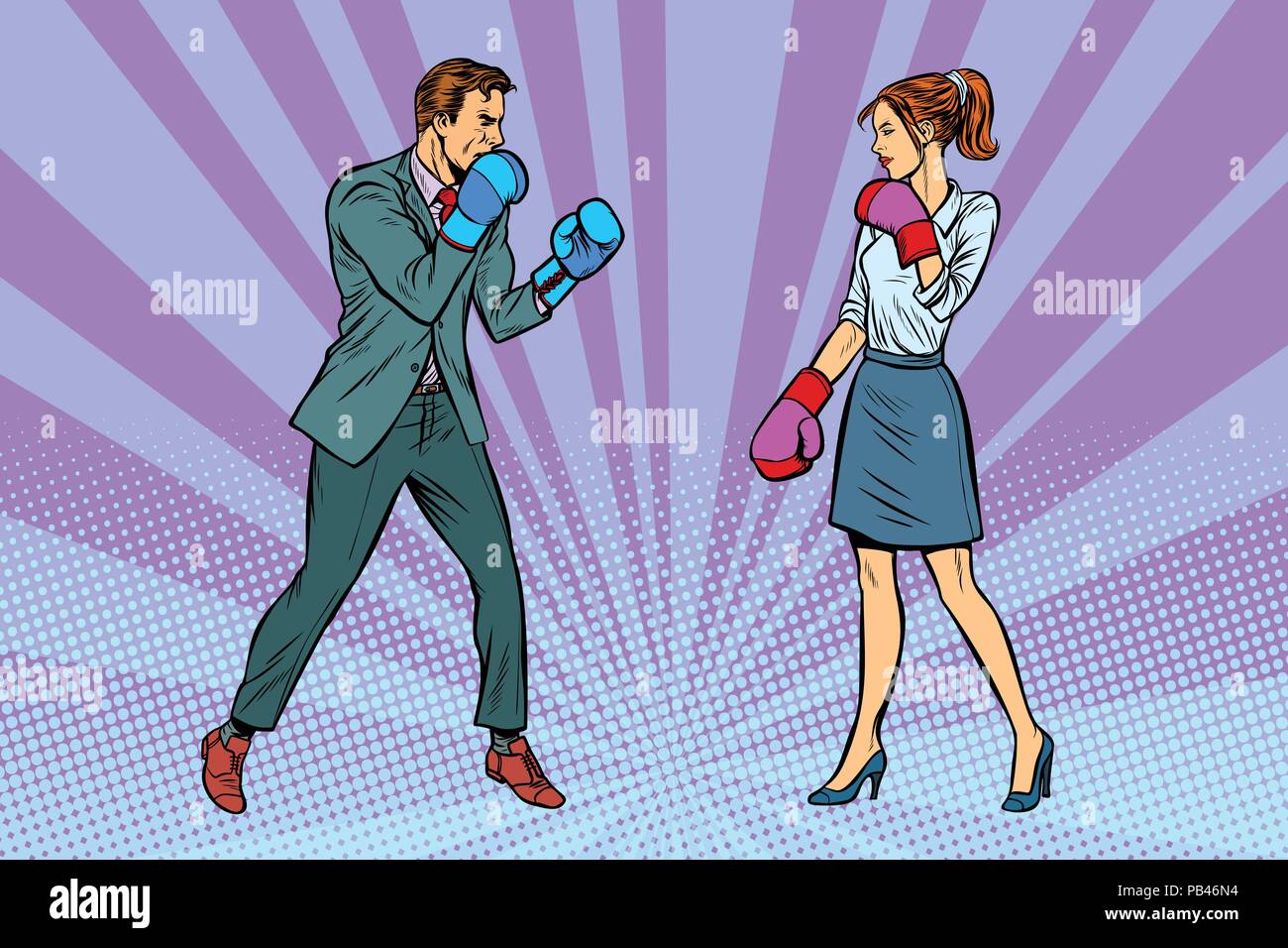Woman boxing cartoon hi-res stock photography and images - Alamy