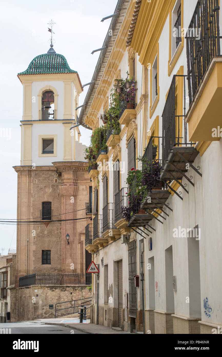 Traditional narrow street view in the Spanish city of Lorca Murcia ...