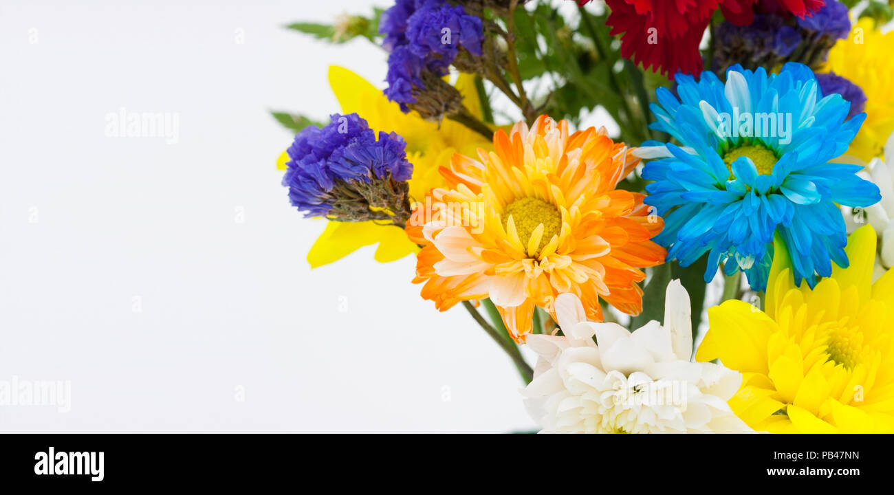 Colorful flower bouquet arrangement in vase isolated on white ...