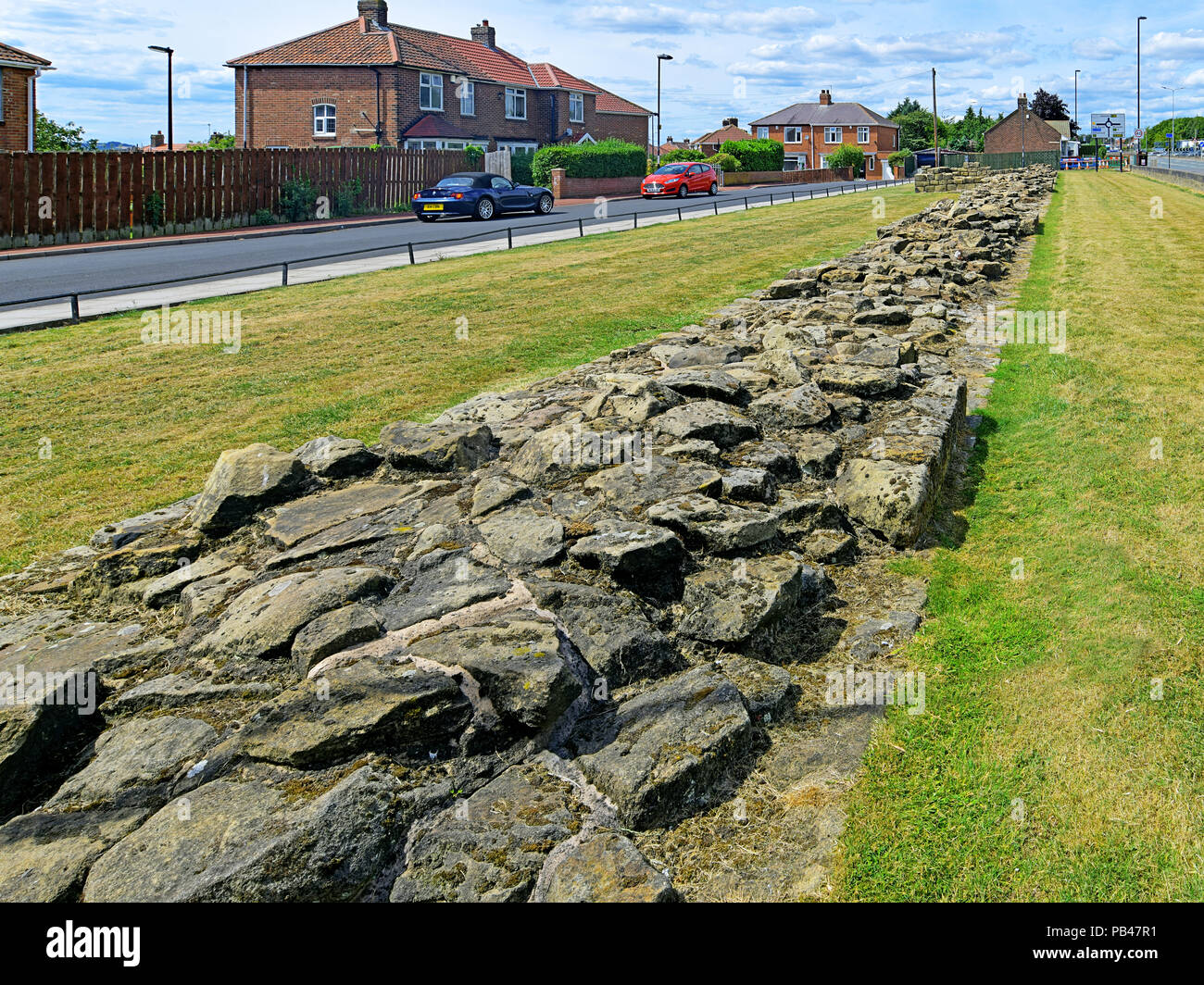 Roman Wall Turret 7b West Road built by Condercum fort Benwell Stock ...