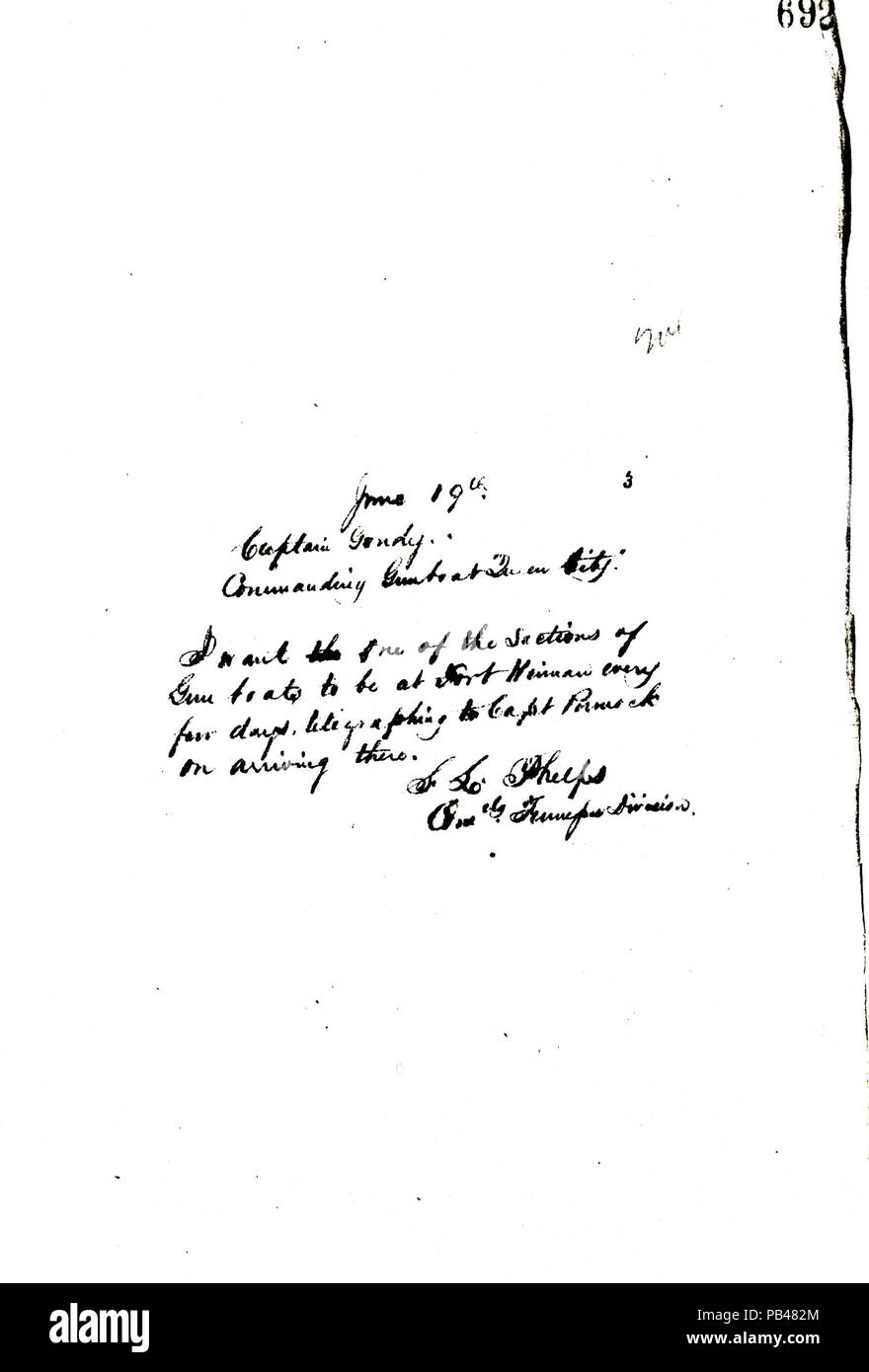 1189 Photocopy of letter from Seth Ledyard Phelps to Captain Goudy ...