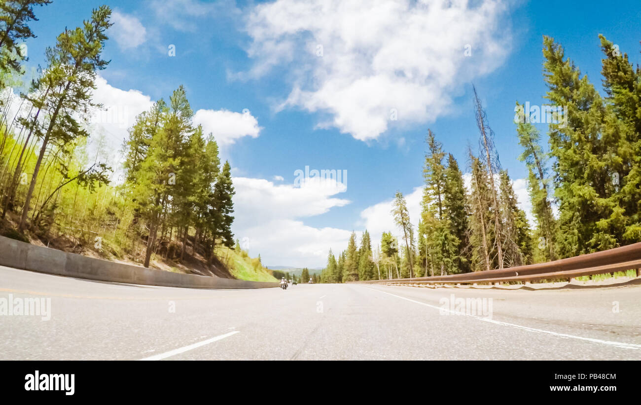 Driving on mountain highway 40 over Berthoud Pass in the Summer Stock ...