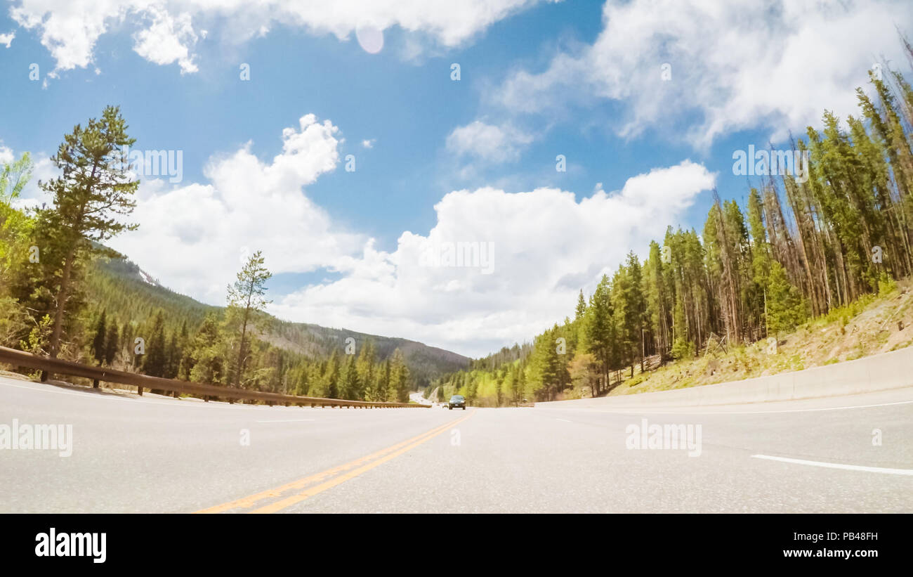 Driving on interstate highway I-70 in the mountains Stock Photo - Alamy