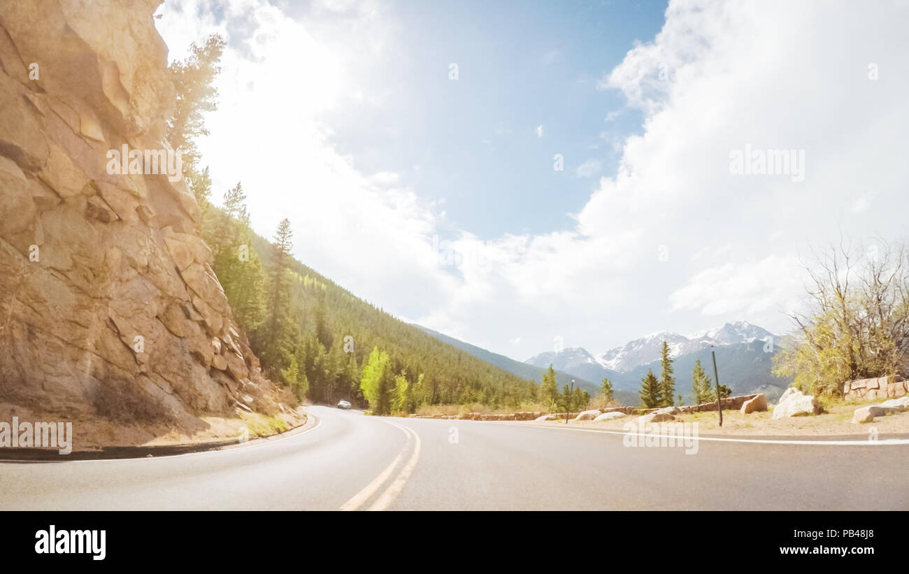Driving on Trail Ridge Road on openning weekend of the season in Rocky ...
