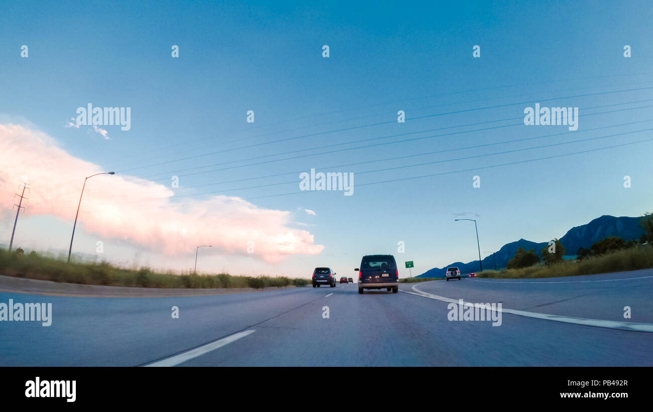 Driving on paved road in Boulder area Stock Photo - Alamy