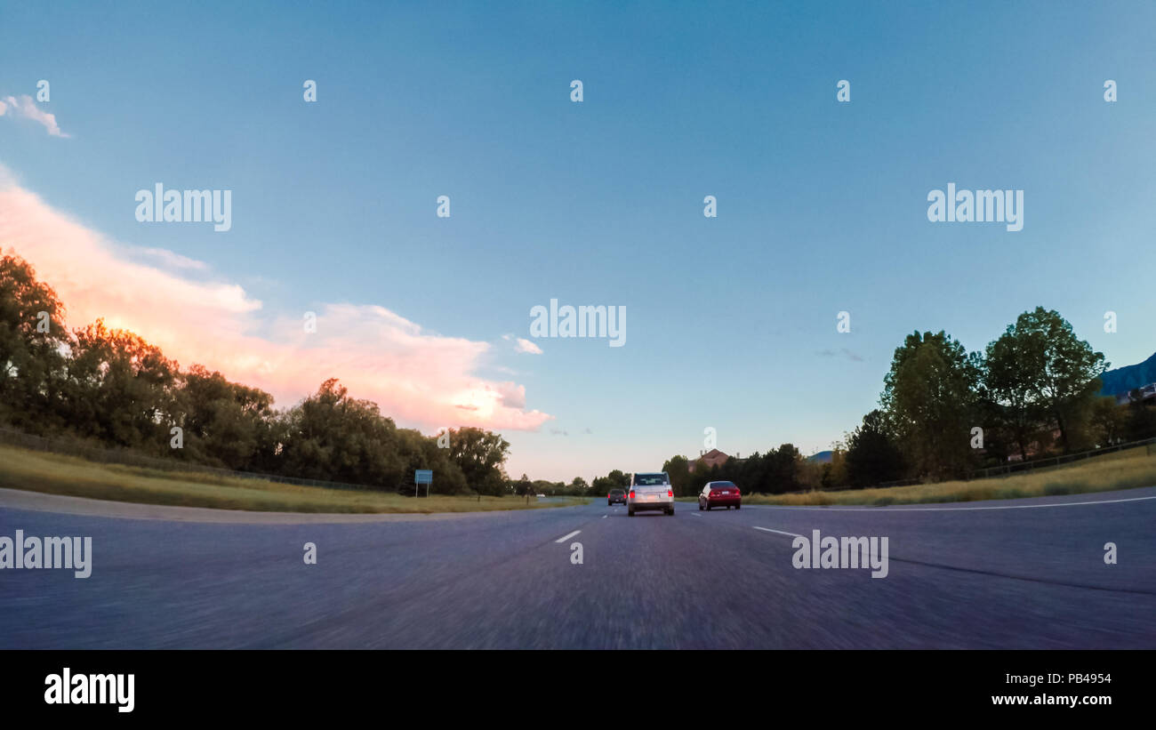 Driving on paved road in Boulder area Stock Photo - Alamy