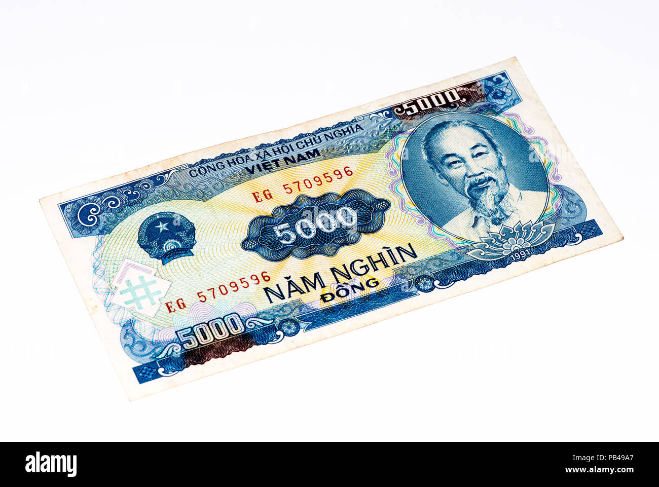 5000 dong bank note of Vietnam. Dong is the national currency of ...