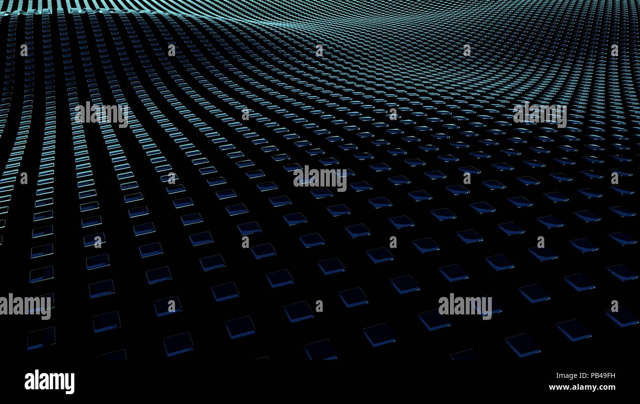 3D Illustration background of squares on surfaces with waves Stock ...