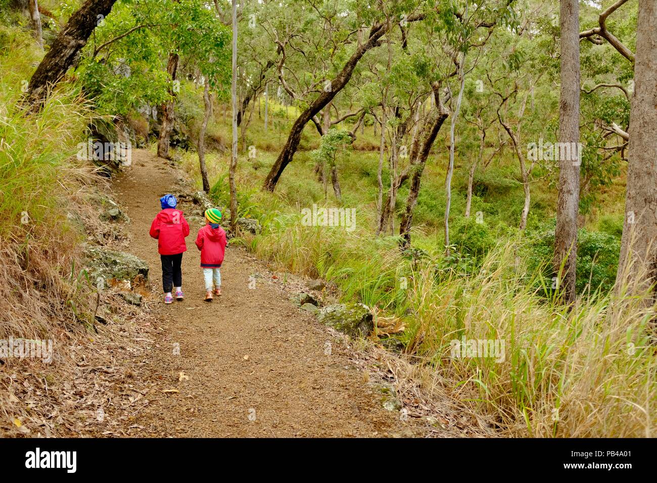 Children walking down the path to Little millstream falls, Millstream ...