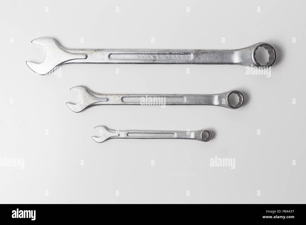 Set of Spanners on a white background hardware Stock Photo - Alamy