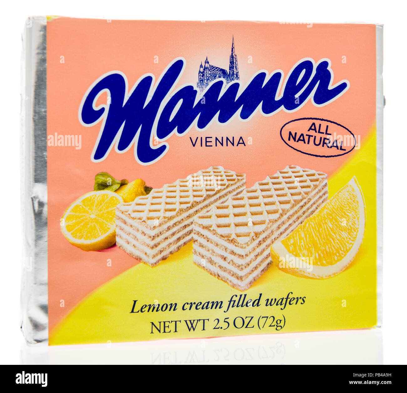 Winneconne, WI - 25 July 2018 - A package of Manner Vienna lemon cream ...