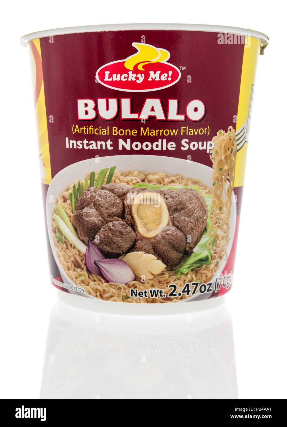 Winneconne, WI - 25 July 2018 - A cup of Lucky Me instant Noodle soup ...