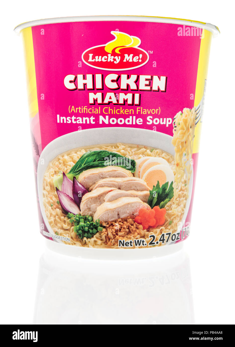 Winneconne, WI - 25 July 2018 - A cup of Lucky Me instant Noodle soup ...