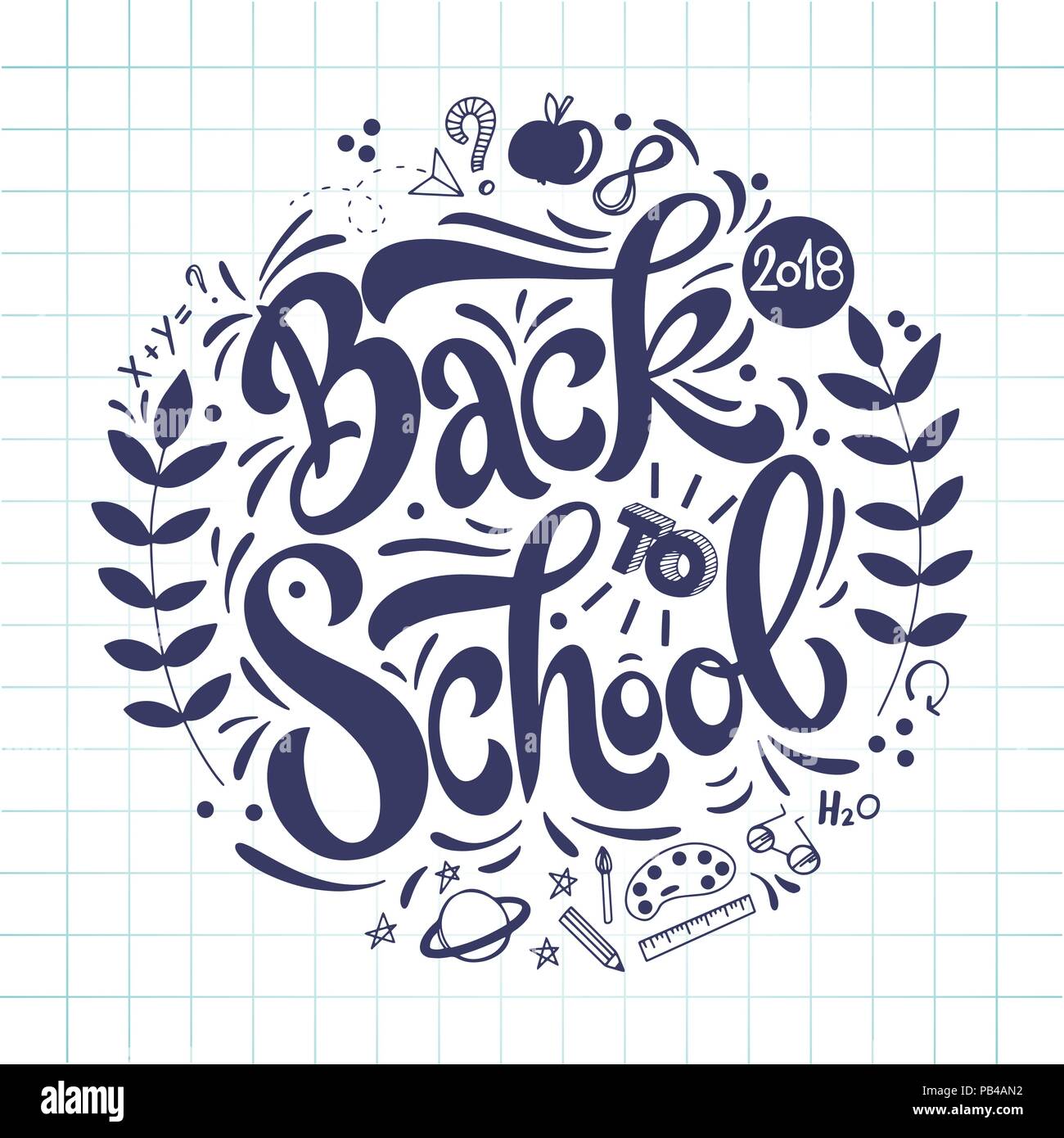 Back to school hand drawn lettering. Elements for greeting card, poster ...