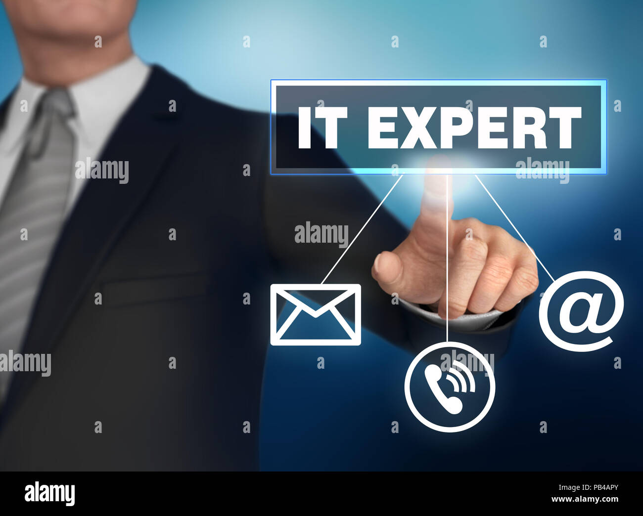 it expert pushing concept 3d illustration Stock Photo - Alamy