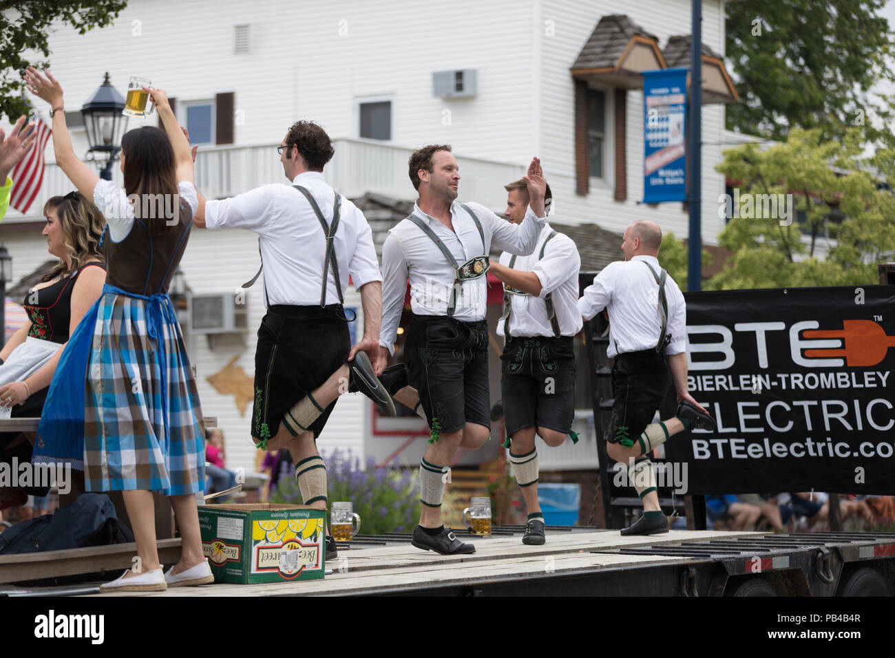 Frankenmuth, Michigan, USA - June 10, 2018 Men and women playing ...