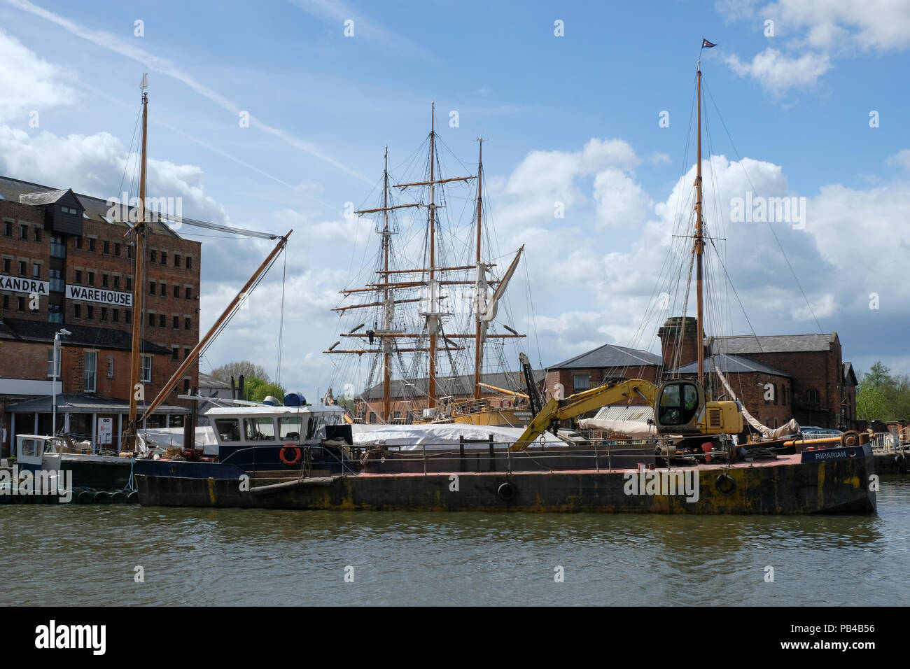 Canal dredger Riparian moored in Gloucester docks Stock Photo - Alamy