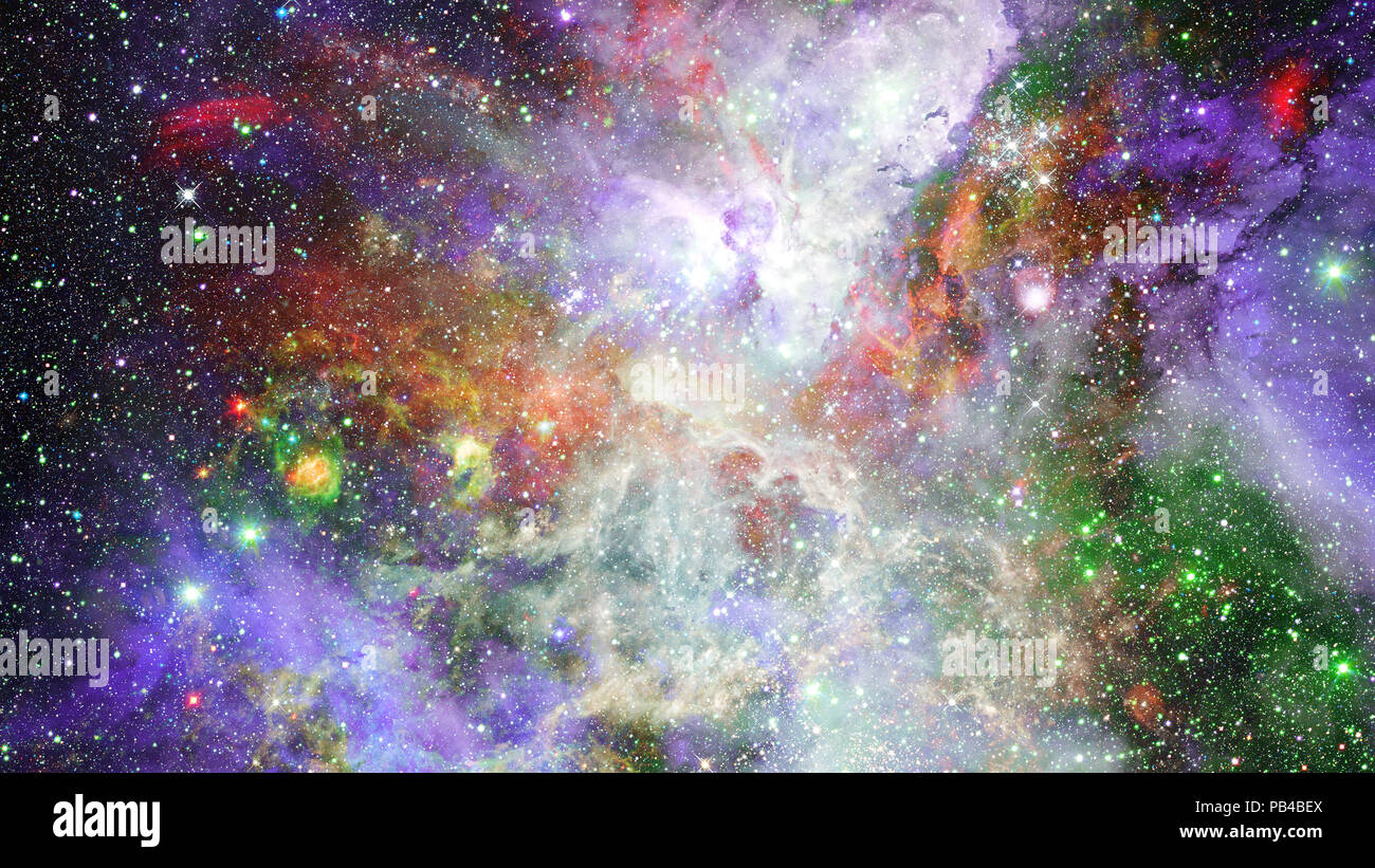 Nebula and stars in deep space, glowing mysterious universe. Elements ...