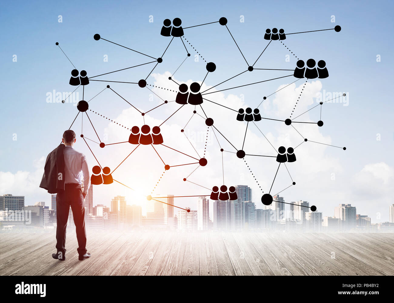 Social connection concept drawn on screen as symbol for teamwork and ...