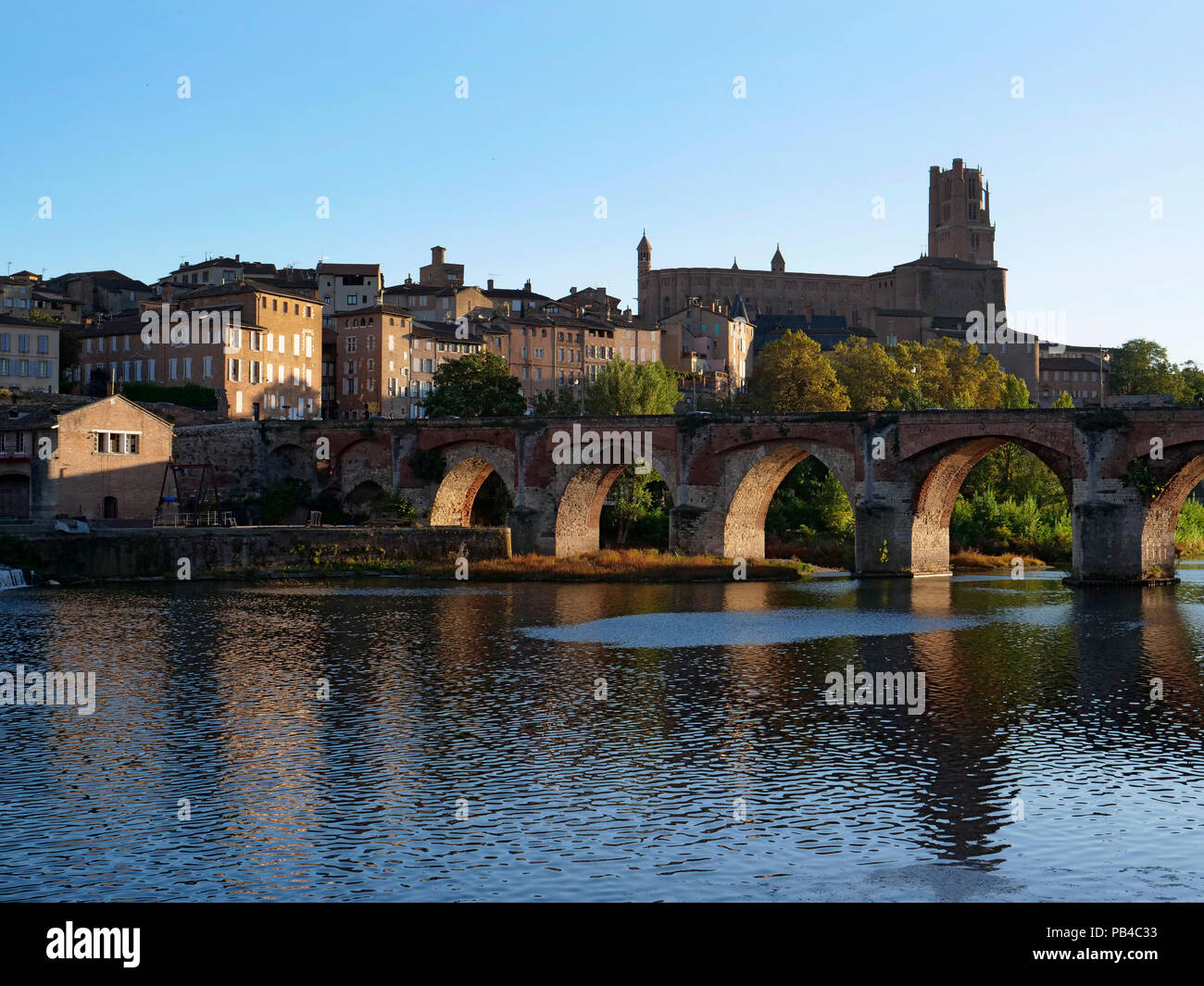 The city of Albi on the River Tarn near Toulouse, France, showing the ...