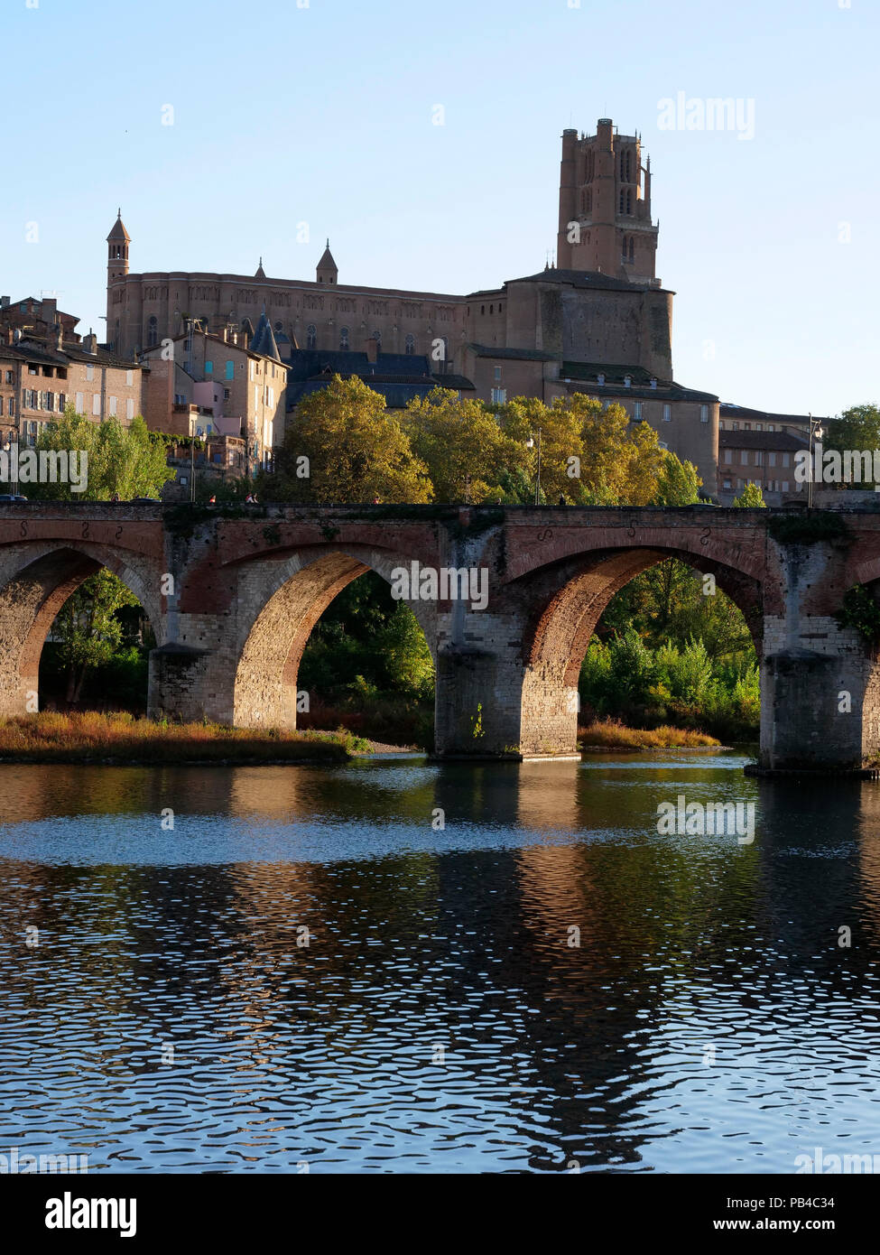 The city of Albi on the River Tarn near Toulouse, France, showing the ...