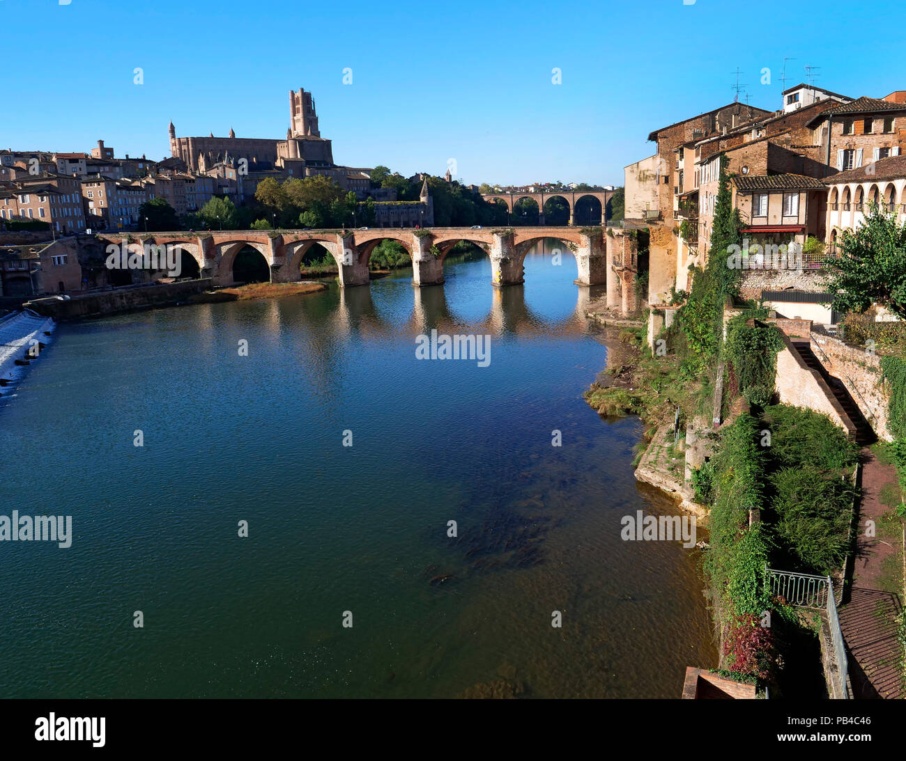 The city of Albi on the River Tarn near Toulouse, France, showing the ...