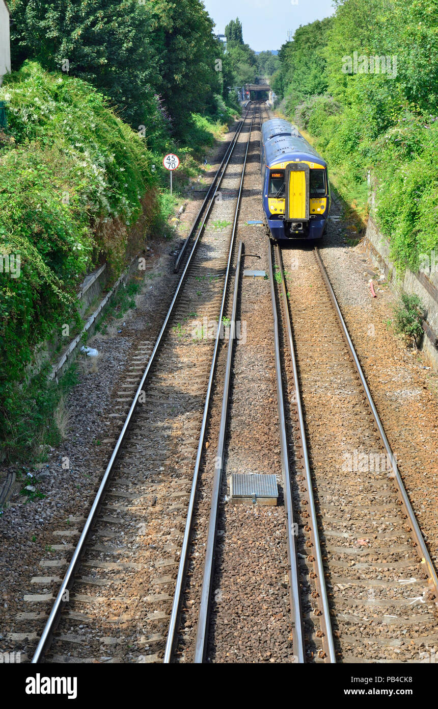British Rail Class 375 two unit train in a cutting between Maidstone ...