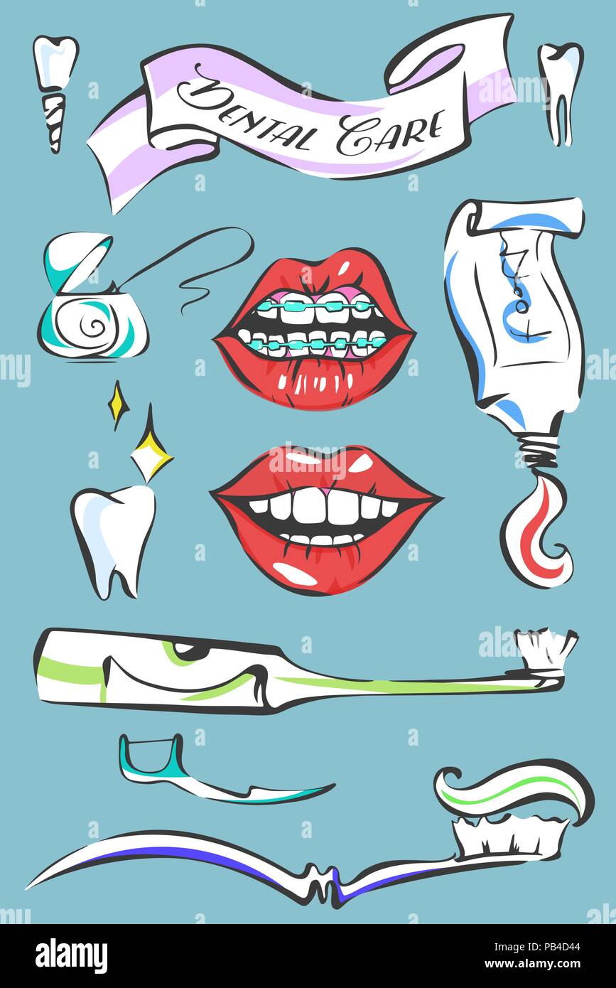 Dental Care Vector Set Stock Vector Image & Art - Alamy