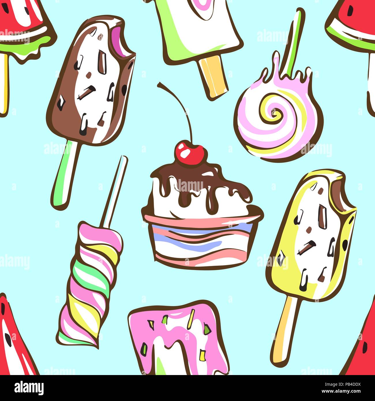Colorful melting ice cream seamless pattern background Stock Vector ...
