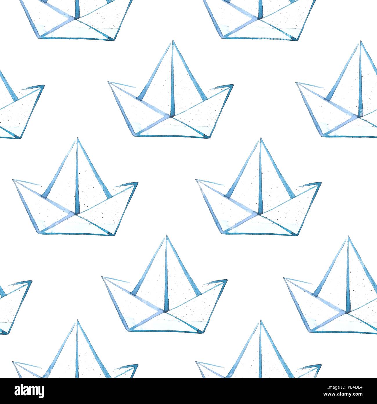 Watercolor Paper Boat Seamless Texture. Vector EPS 10 Image Stock ...