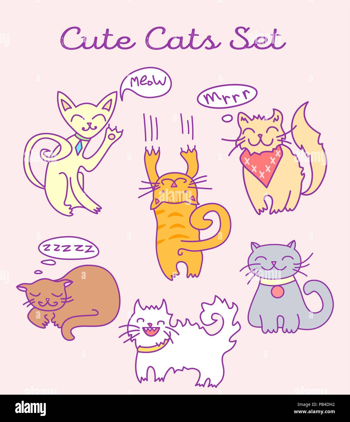 Vector Cartoon Cats Set Stock Vector Image & Art - Alamy