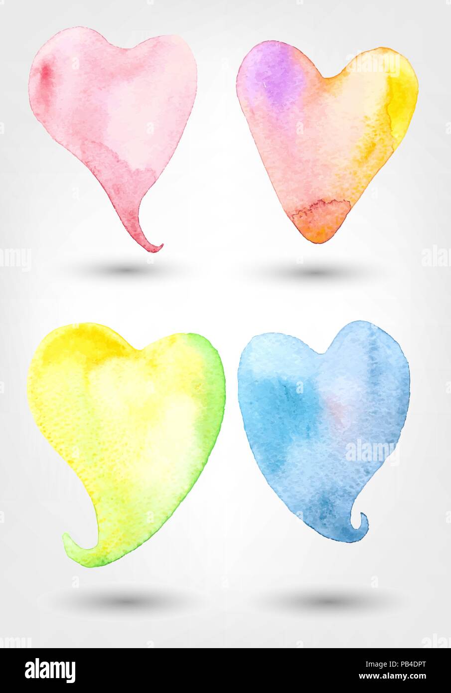 Vector Set Of Watercolor Heart Shapes Stock Vector Image & Art - Alamy