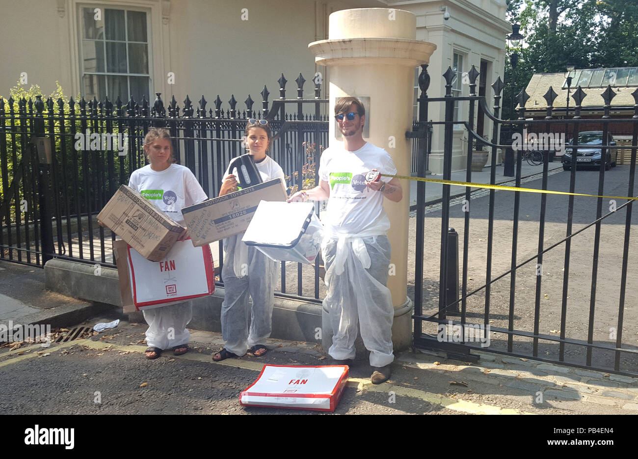 Removal overalls protest outside foreign secretarys official residence ...