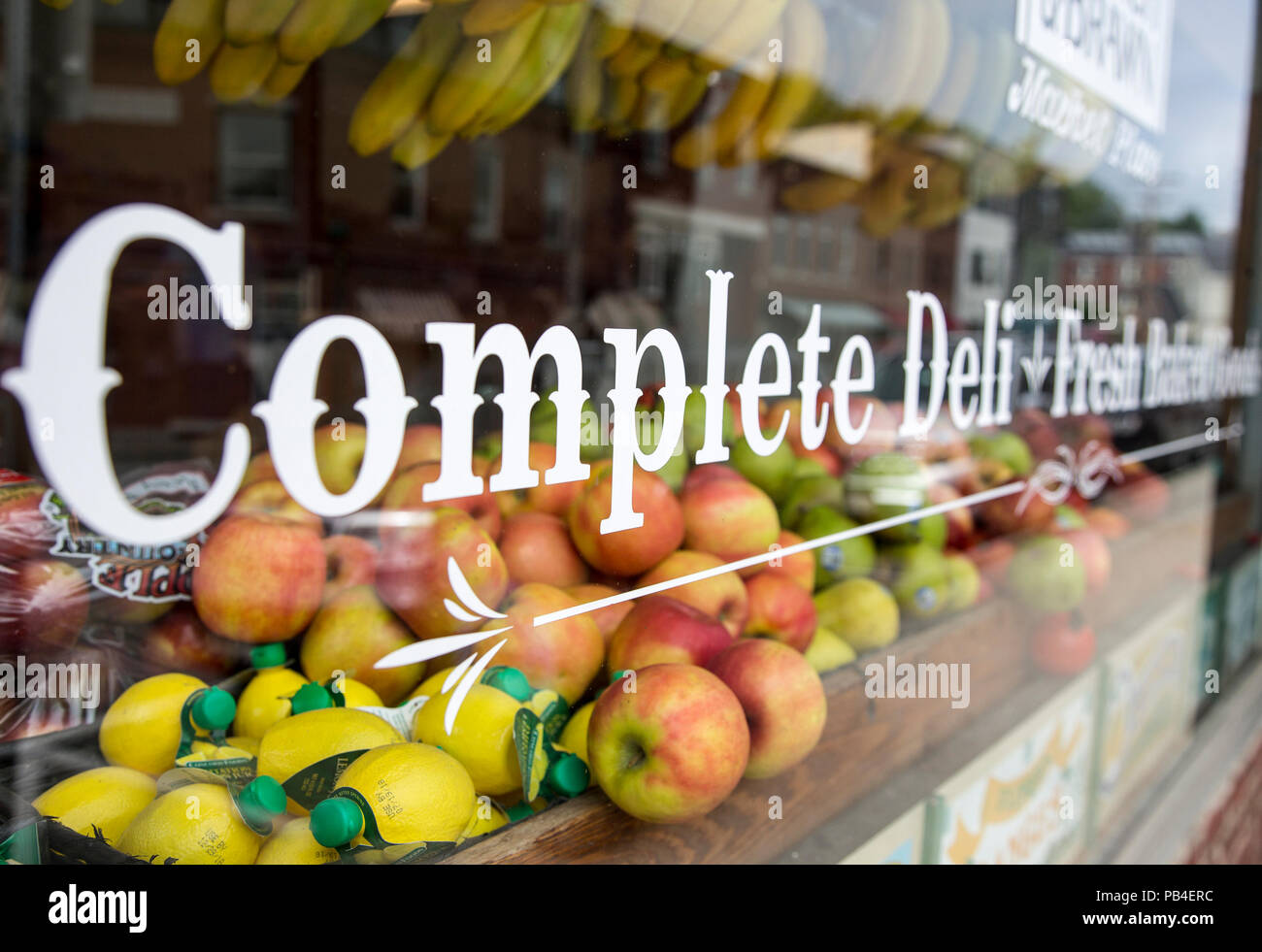 A deli window in Camden, ME Stock Photo - Alamy