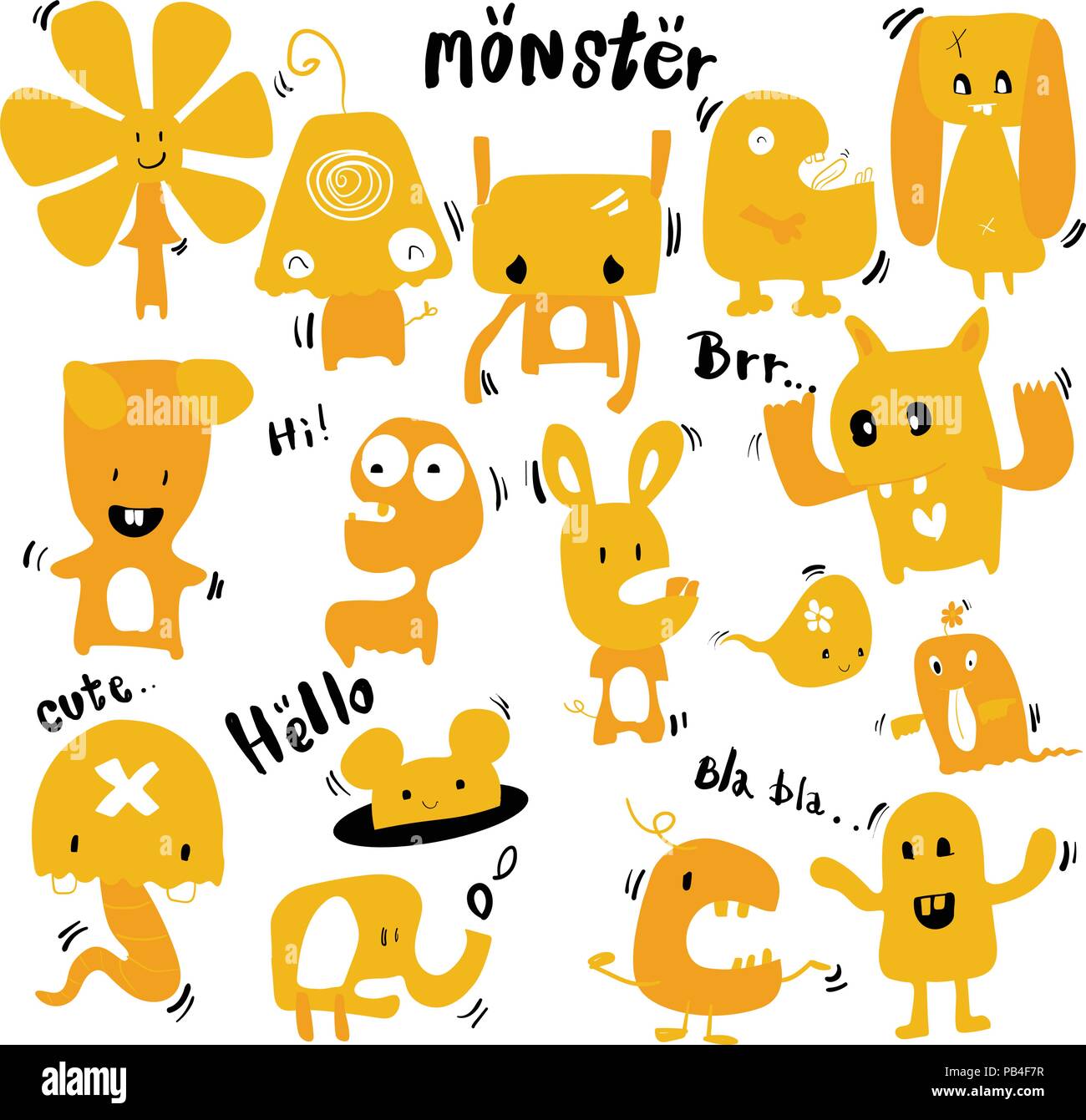 doodle cute monsters vector Stock Vector Image & Art - Alamy