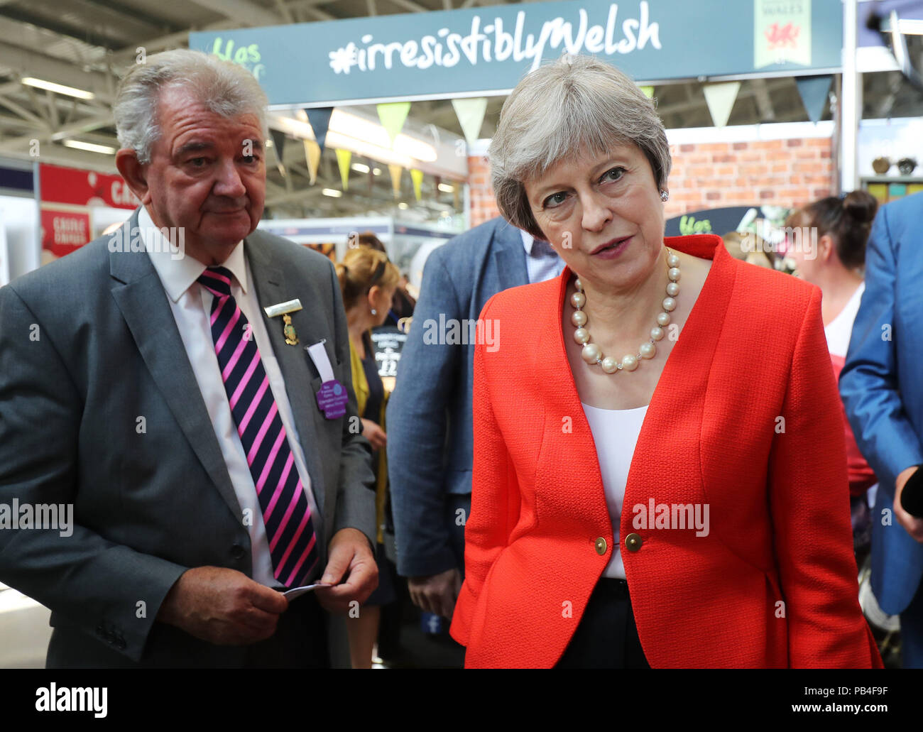 Prime Minister Theresa May attends the Royal Welsh Agricultural Show at ...