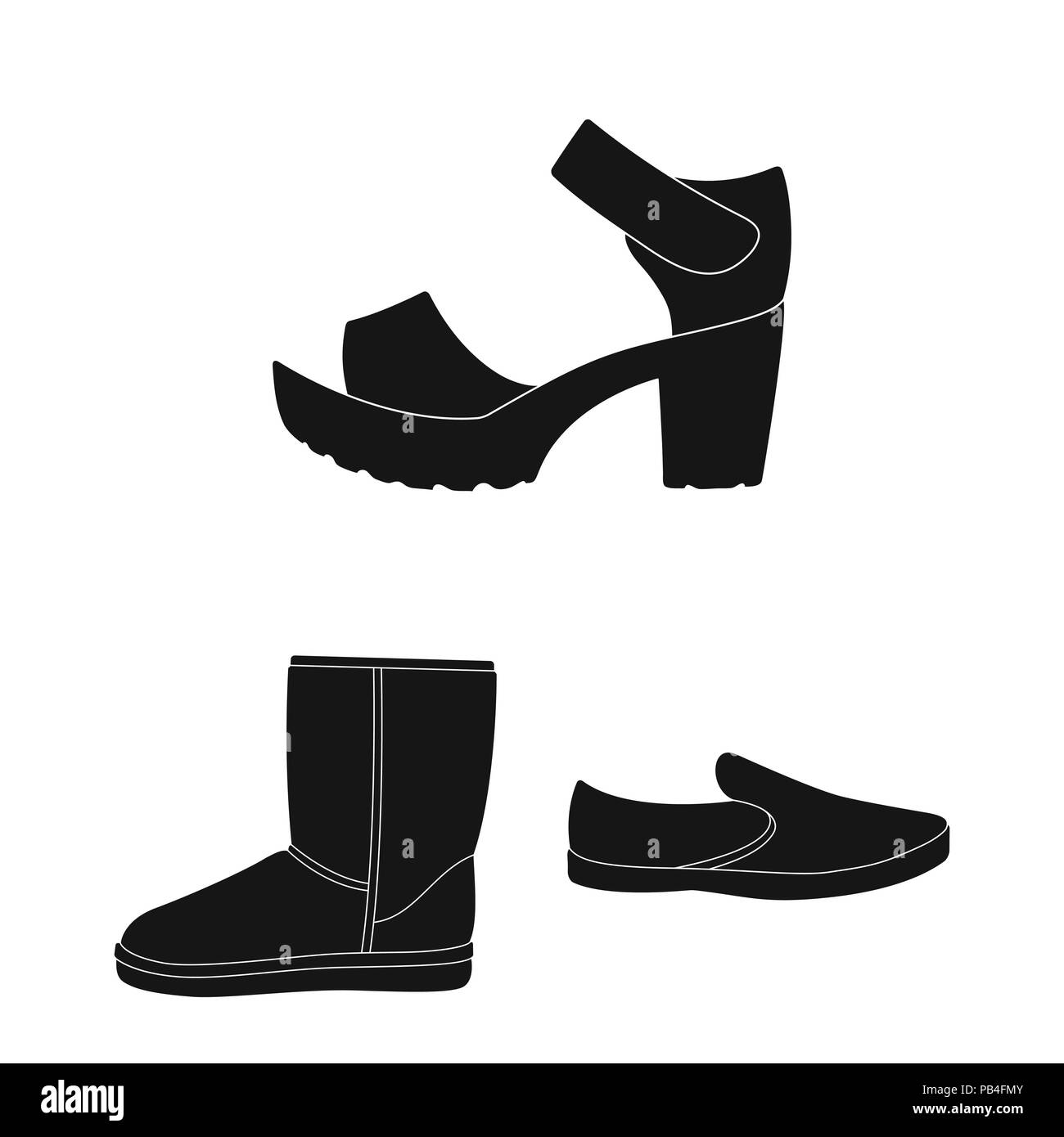 Different shoes black icons in set collection for design. Men and women ...