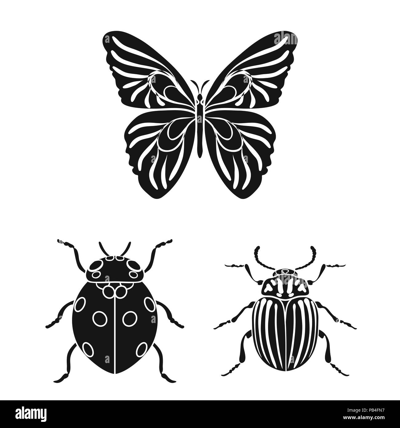 Different kinds of insects black icons in set collection for design ...