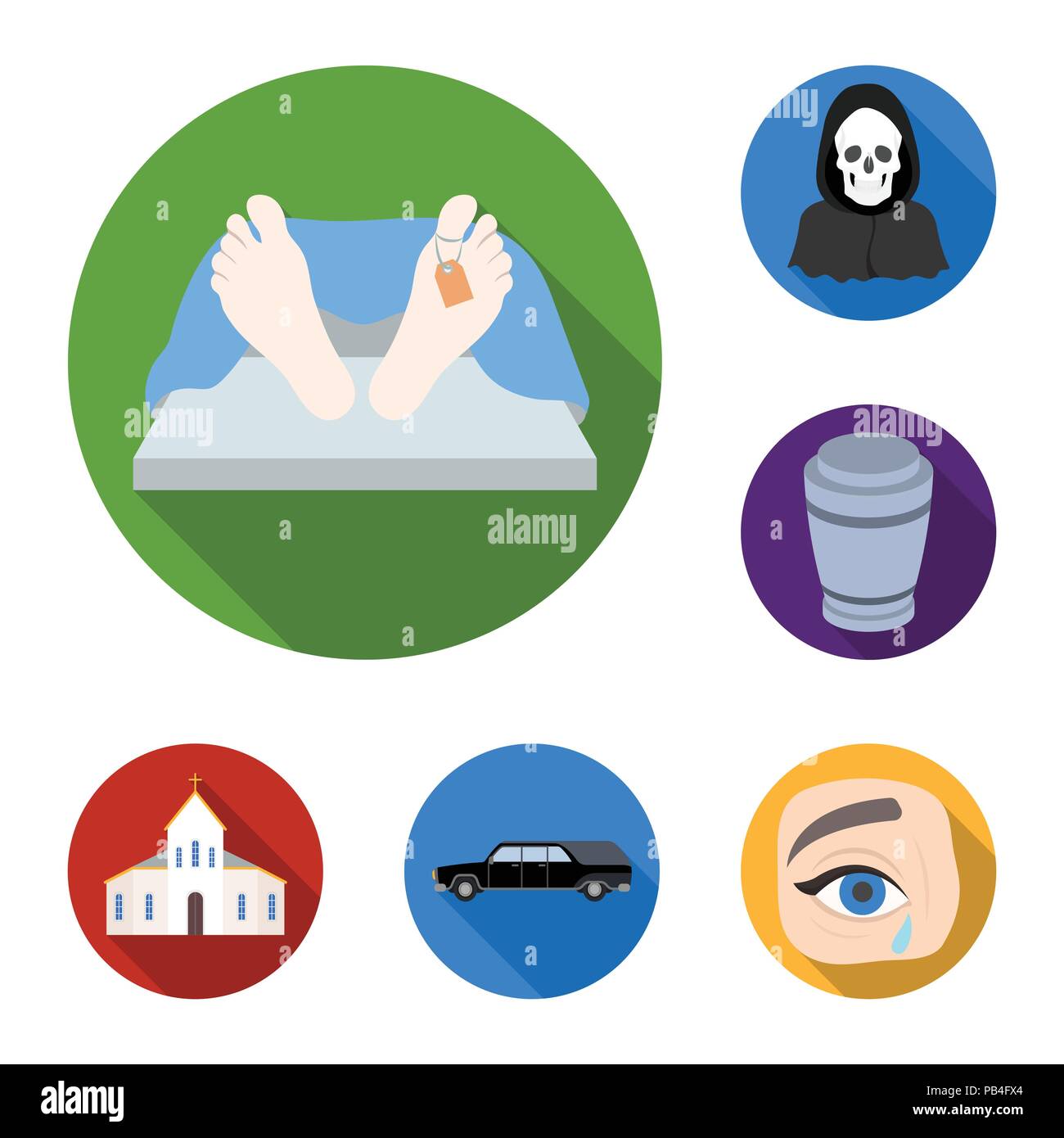 Funeral ceremony flat icons in set collection for design. Funerals and ...