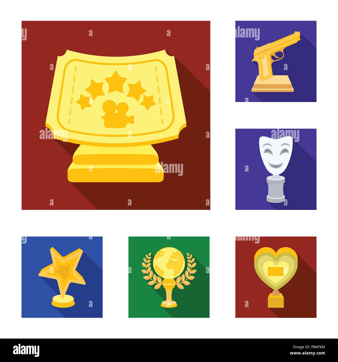 Film awards and prizes flat icons in set collection for design. The ...