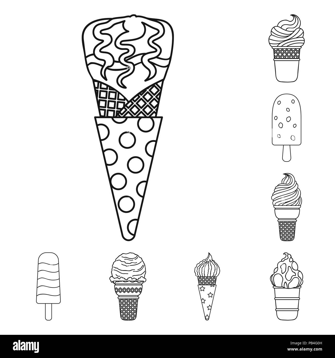 Different ice cream outline icons in set collection for design. Dessert ...